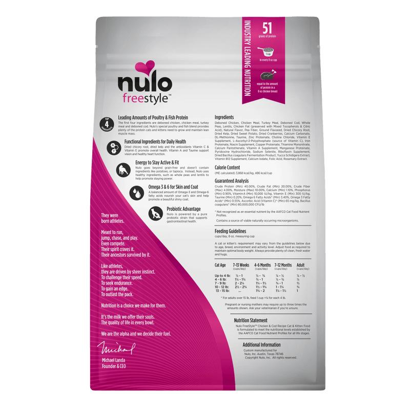 Nulo Cat Freestyle Chicken & Cod Recipe Grain-Free Dry Cat & Kitten Food, 5-lb | Pet Supply Port