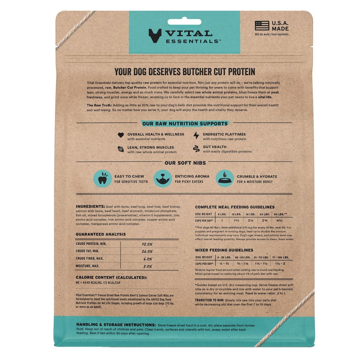 Vital Essentials Beef & Salmon Entree Soft Nibs Freeze-Dried Raw Dog ...