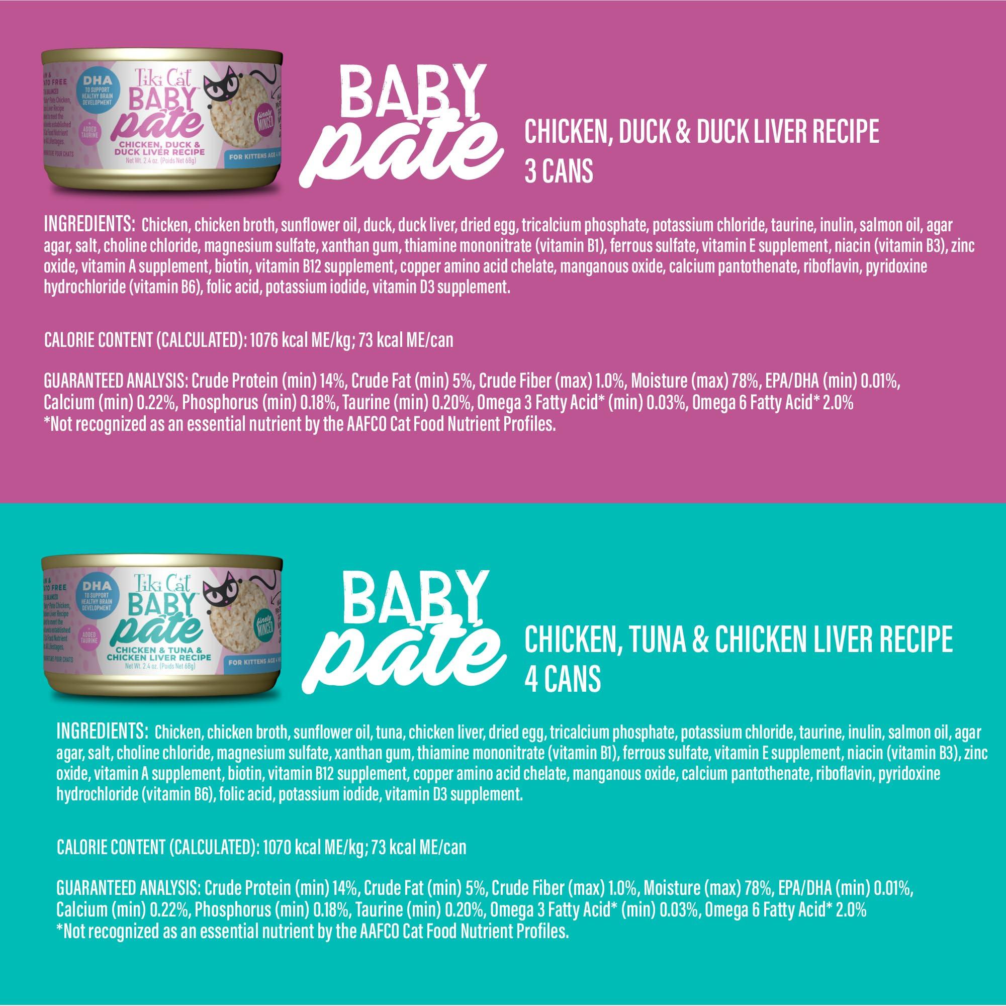 Tiki Cat Baby Pate Variety Pack Kitten Wet Cat Food Can, 2.4-oz, 12-pk ...