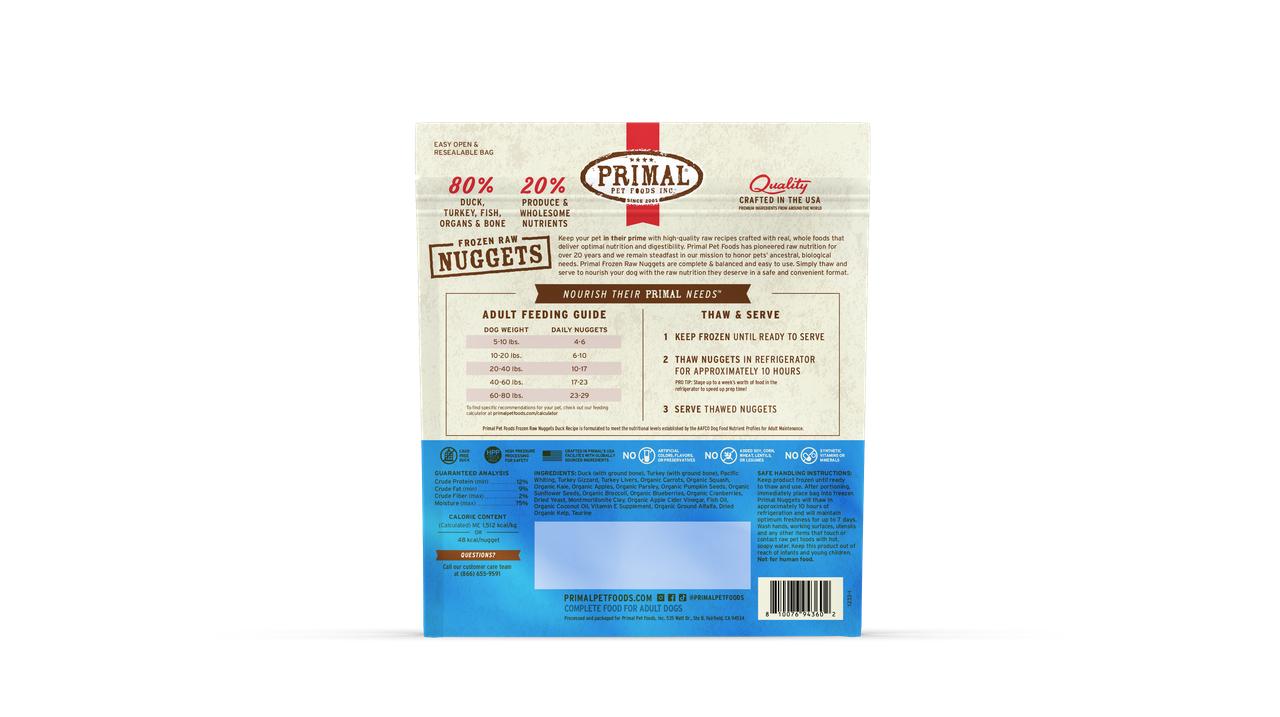 Primal Duck with Turkey & Fish Formula Nuggets Raw Frozen Dog Food, 3 ...
