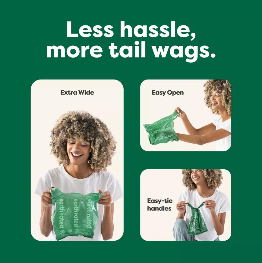 Earth Rated Lavender Handled Dog Poop Bags Refill Rolls, 120-count ...