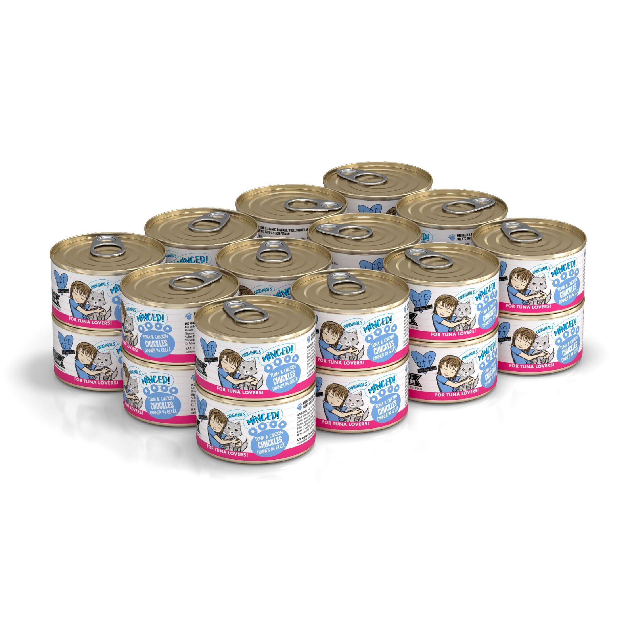 BFF MINCED Tuna & Chicken Chuckles Dinner in Gelee Wet Cat Food Can, 3 ...